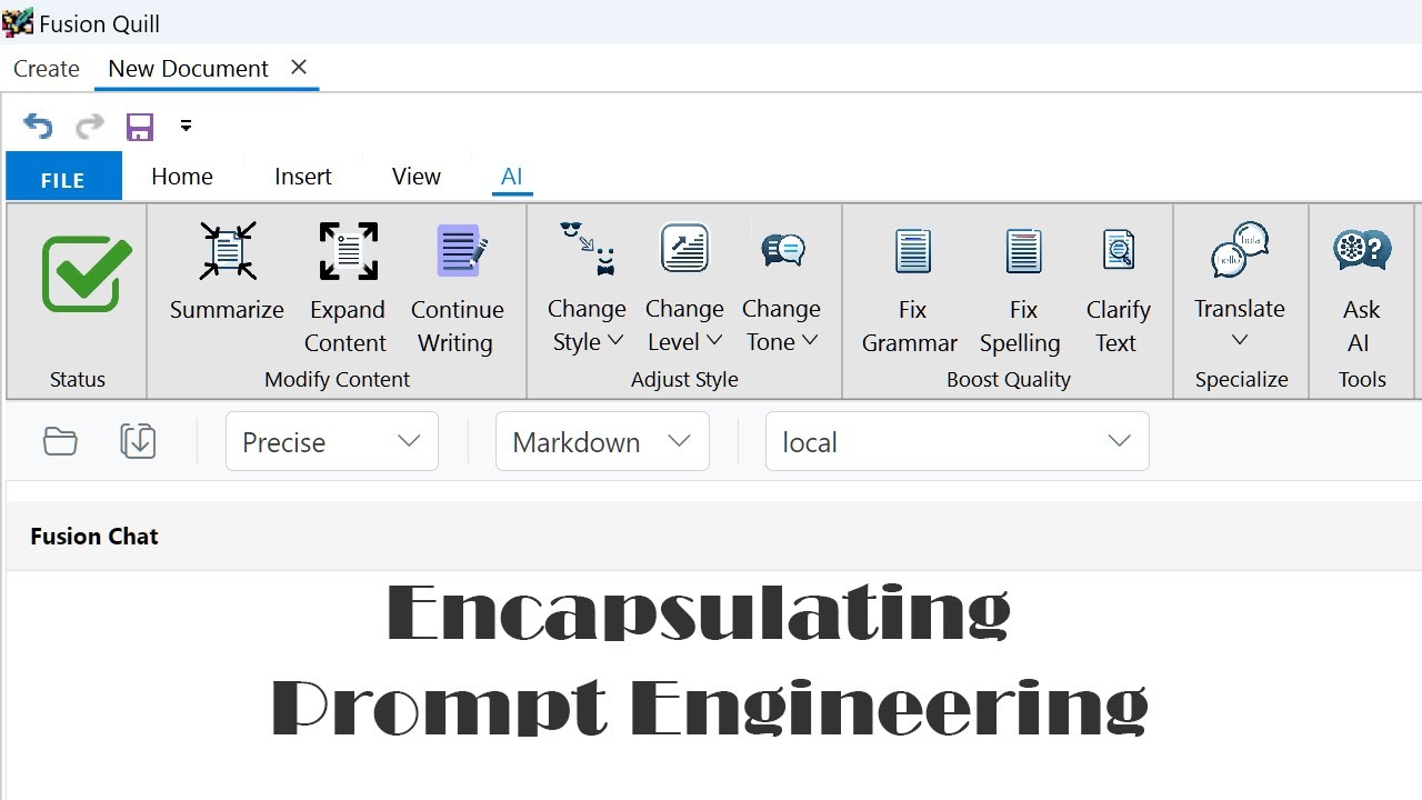 Encapsulate Prompt Engineering using Fusion Quill's AI Ribbon - YouTube