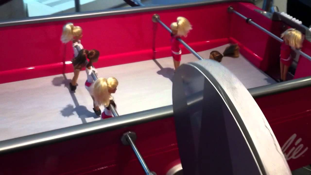 Barbie Foosball table at FAO Schwartz - YouTube