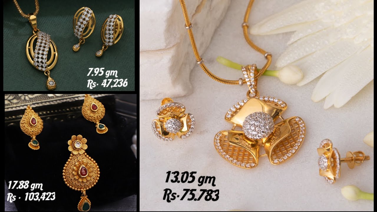 Latest Gold Pendant Set With Price and Weight | gold pendant set ...