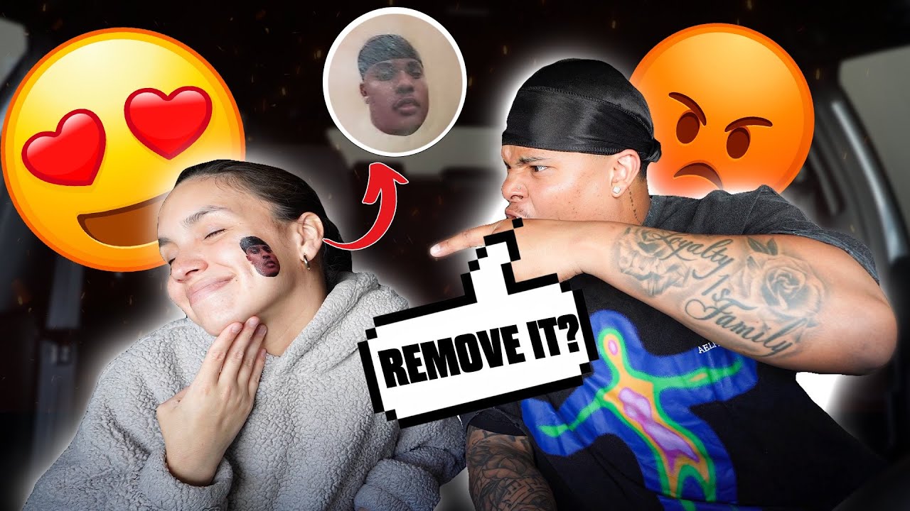 TATTOOED MY BOYFRIENDS FACE ON MY FACE PRANK! HE GOES OFF! - YouTube