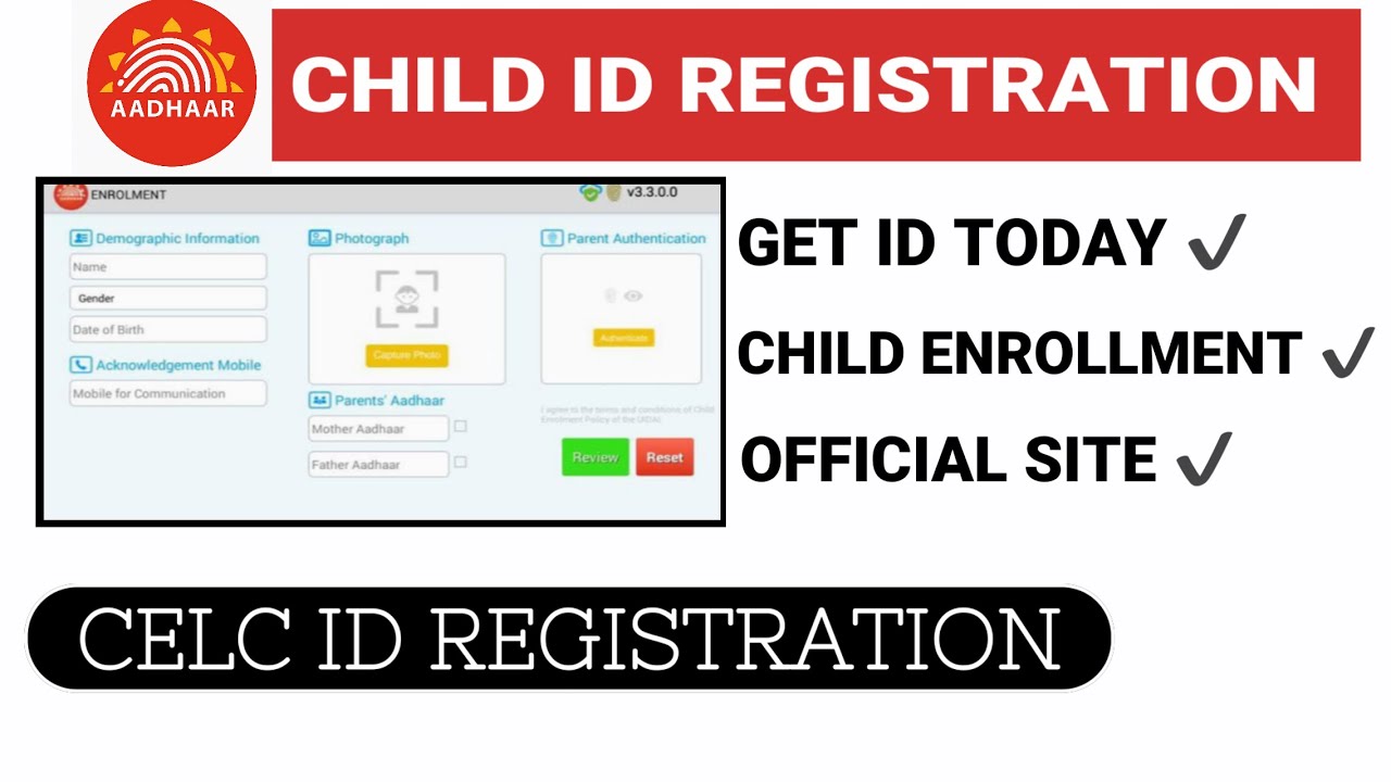AADHAR CELC ID REGISTRATION || CELC AADHAR MOBILE APP || CHILD ...