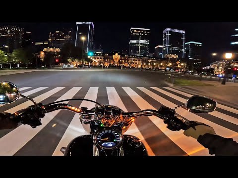 Harley Davidson Fat Boy 2023 Tokyo SHIBUYA Night Ride asmr motorcycle japan