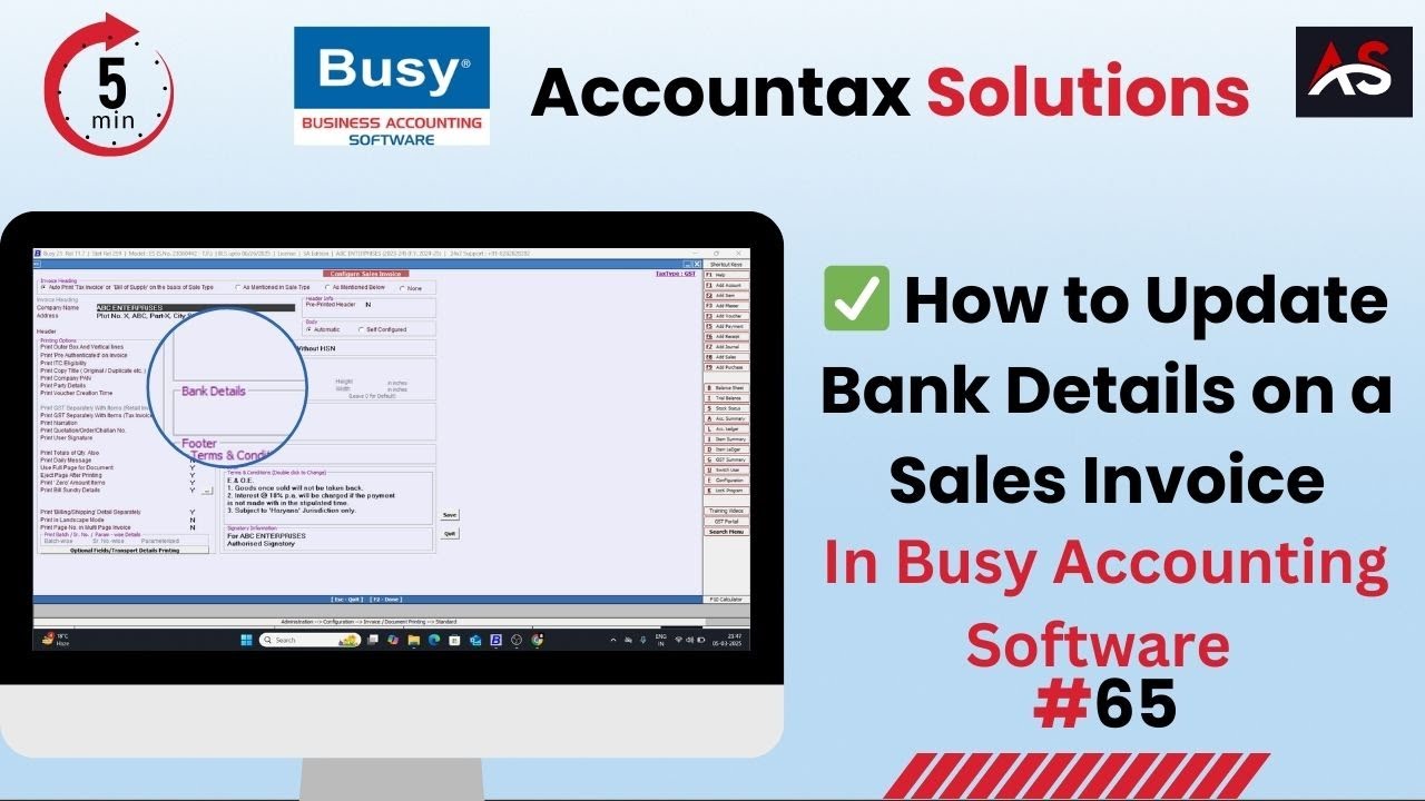 How to Add/Update Bank Details in Busy Accounting Software | Accountax ...