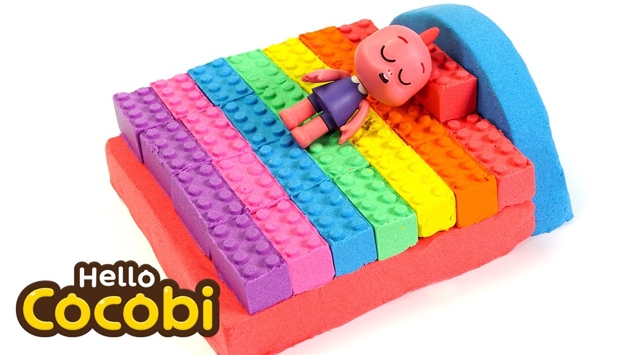Rainbow Kinetic Sand Bed🌈Good Night! Color Videos For Kids | Hello ...