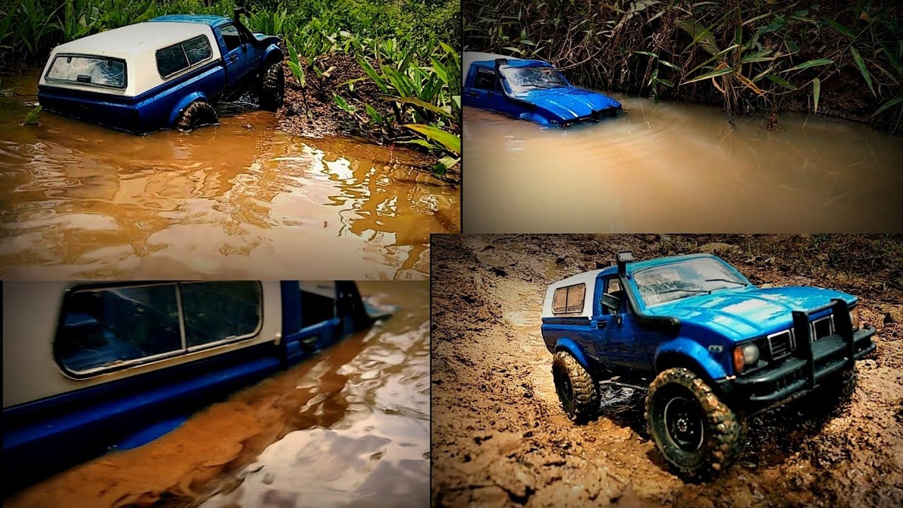 Adventure of rc wpl c24 through rocks and mud in Indonesia - YouTube