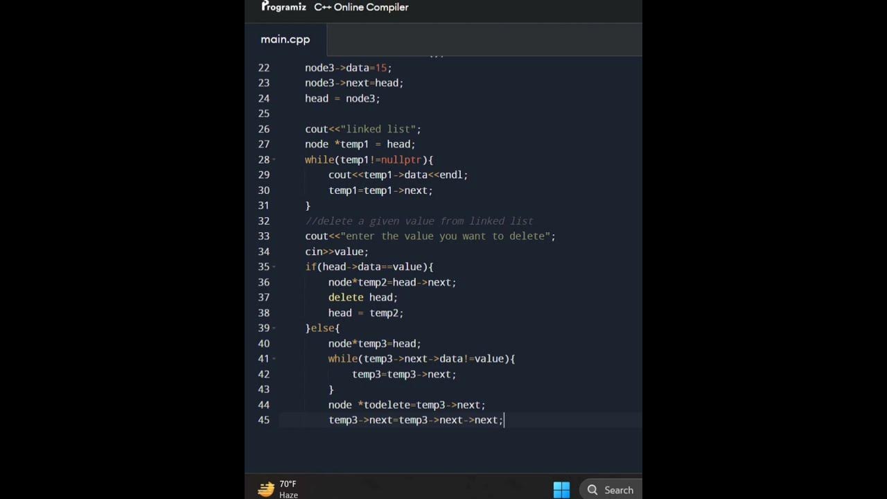 Delete An Element From Linked List Linkedlists Shortsfeed Youtube
