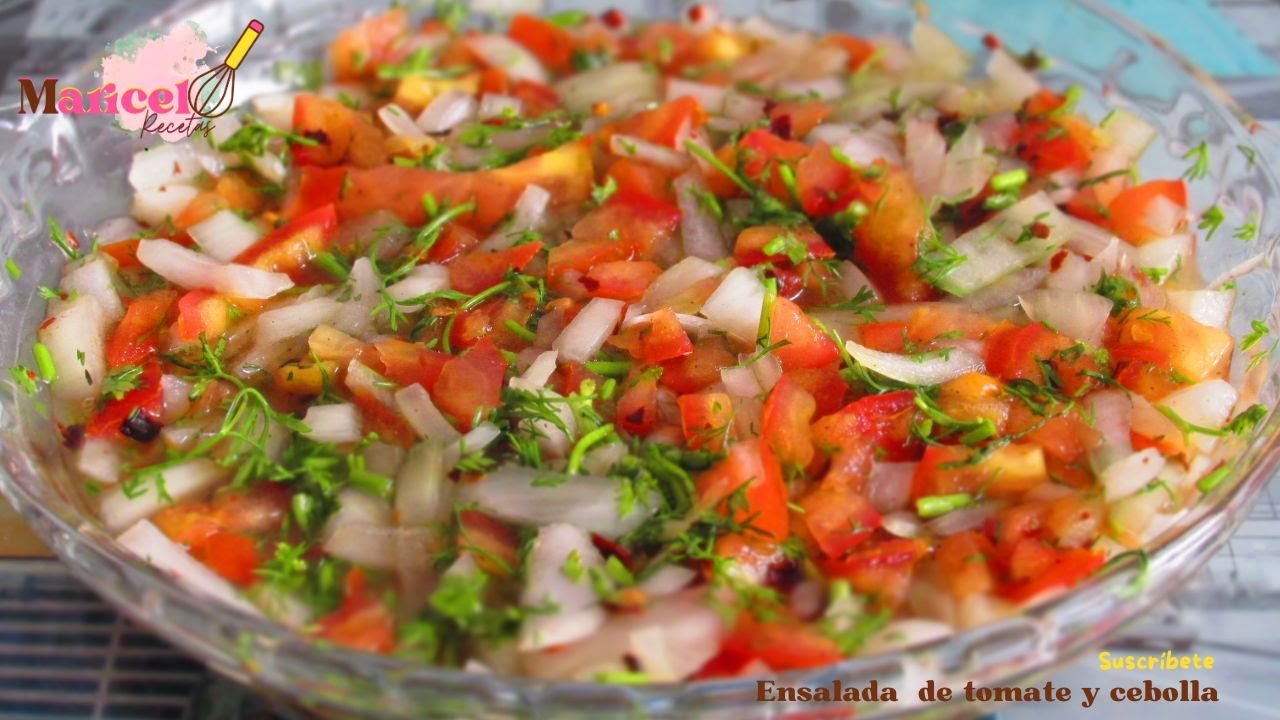 Cómo preparar ensalada de tomate y cebolla - YouTube