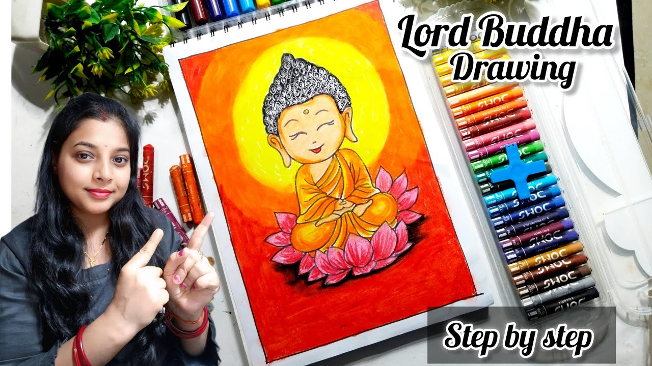 Easy Buddh Purnima🙏🙏Drawing For Kids /Beginners /Oil Pastel Tutorial ...