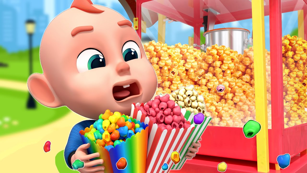 Rainbow Popcorn Truck Song | Baby Learn Colors | Wheels on the bus ...