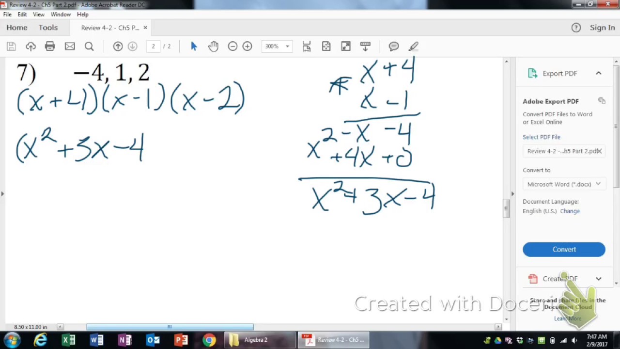 Alg 2 Review 4-2 #7 - YouTube
