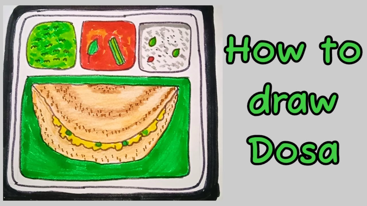 How to draw Dosa || Dosa Chutney Drawing Easy || easy drawing ideas ...