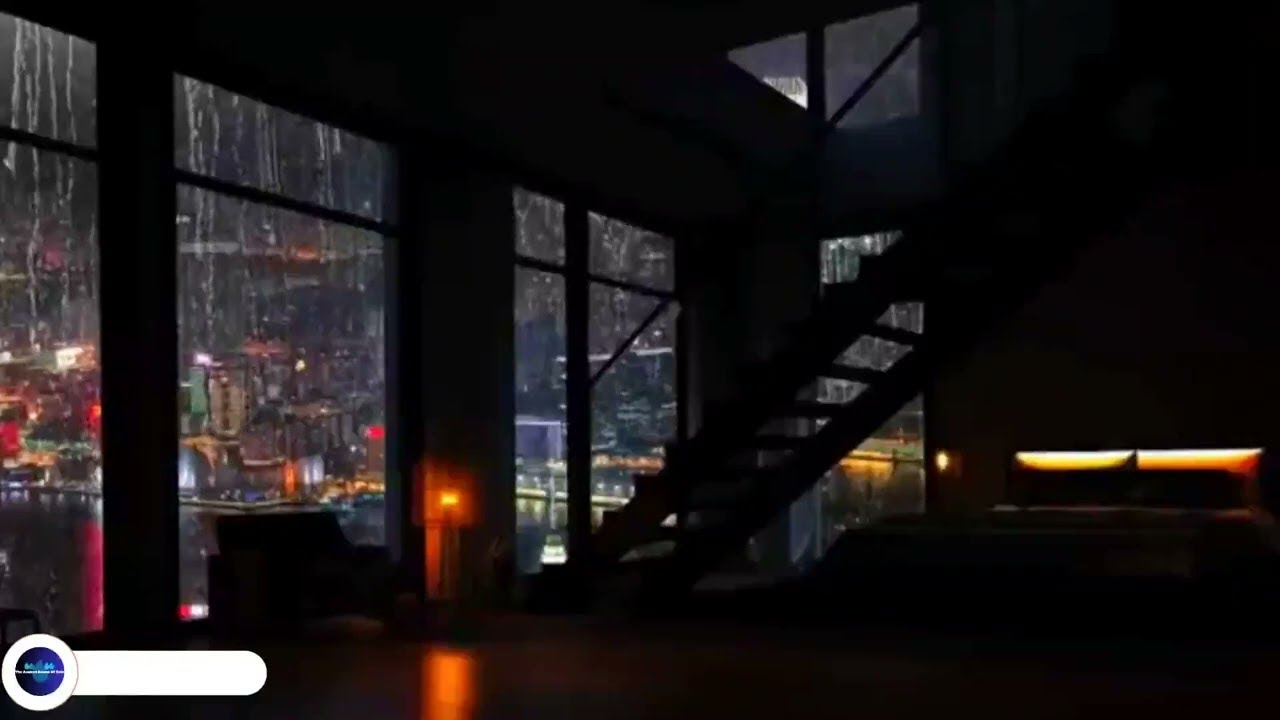 Cityscape Serenity: Heavy Rain, Thunder & Lightning from Your Window ...