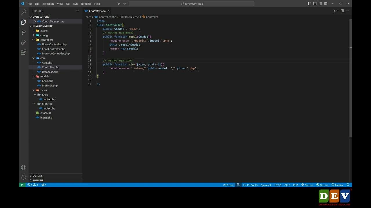 #devmaster - #DEV2405LM-PHP35 - Lesson13- MVC-OOP-2 - YouTube