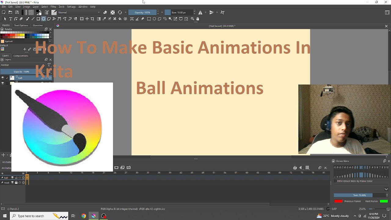 How To Animate Basic Shapes In Krita (Bouncing Ball Animation) - YouTube
