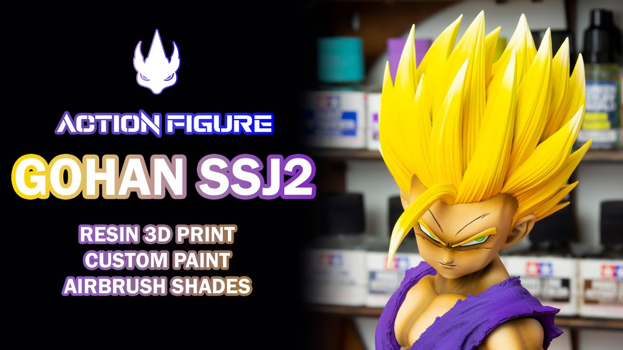 Painting Gohan SSJ2 Action Figure - Resin 3D Print - Airbrush Shades ...