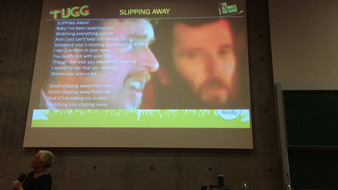 Deb Verhoeven and auditorium singing during NECS Potsdam 2016 ...