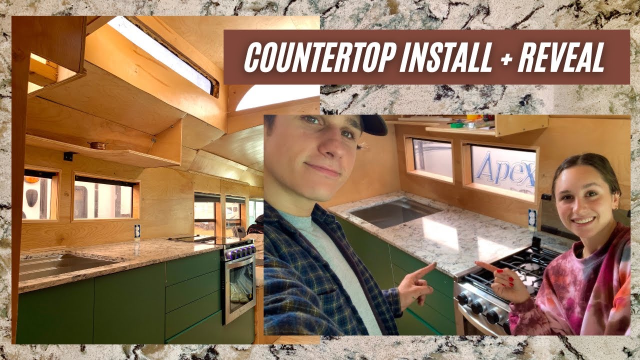 We Have Quartz Countertops in our School Bus Conversion! - YouTube