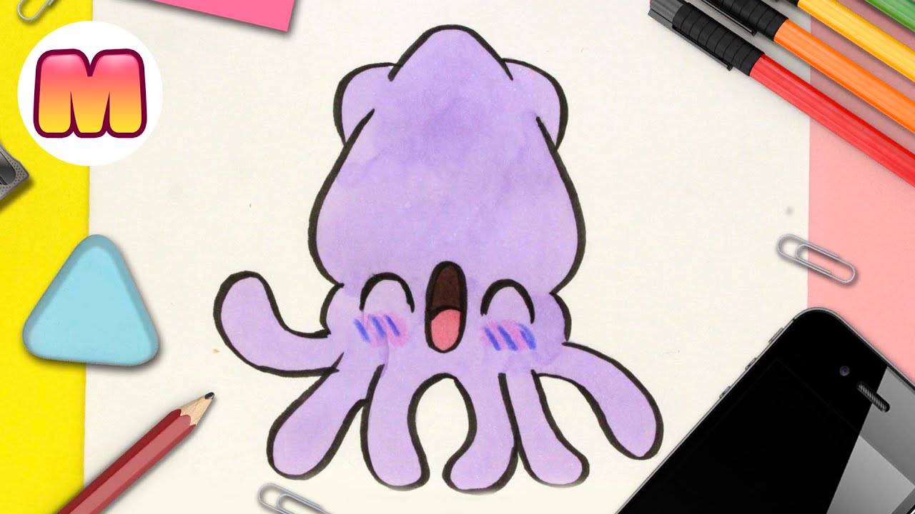 COMO DIBUJAR UN CALAMAR KAWAII - Dibujos kawaii faciles - como dibujar ...