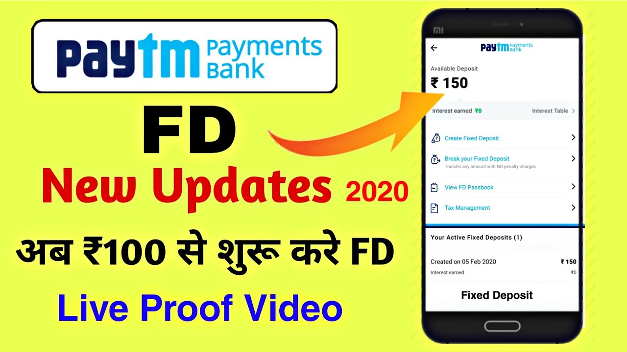 Paytm Payments Bank FD New Updates Exclusive 2020 😍 | How to Open Paytm ...