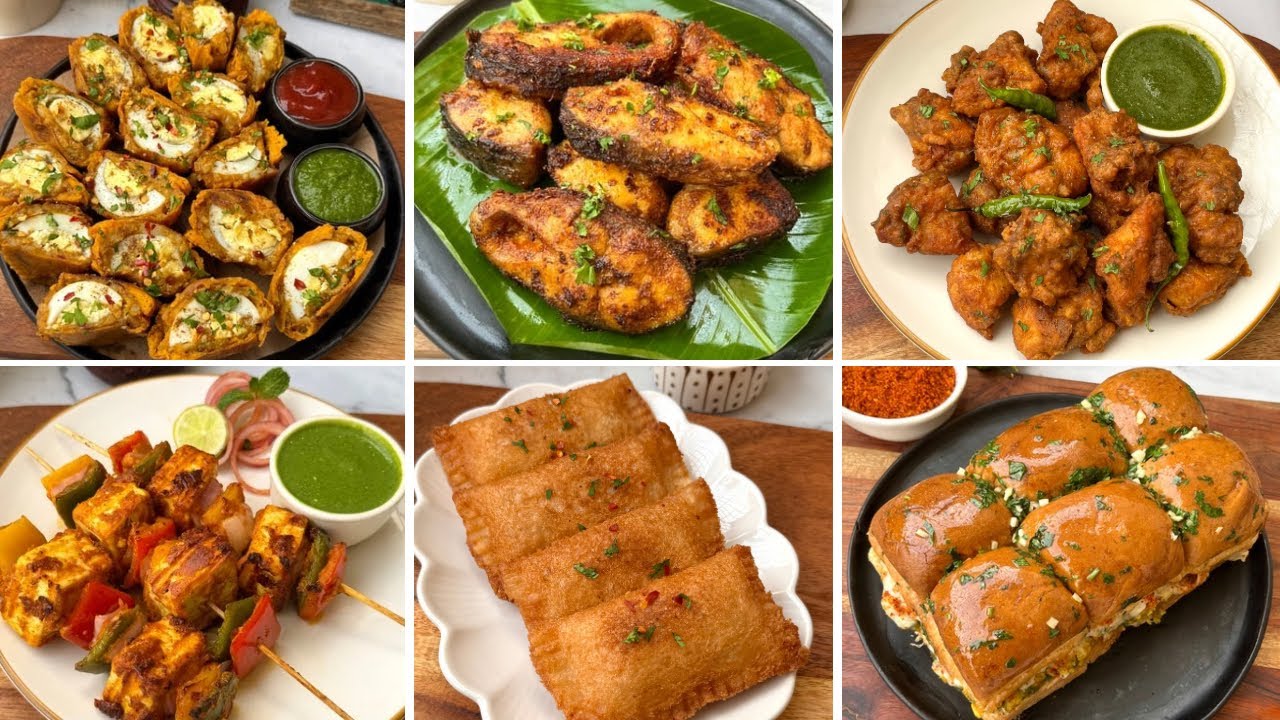 6 Instant Evening Snacks Recipe | Fish Fry | Chicken Pakoda | Egg Chop ...