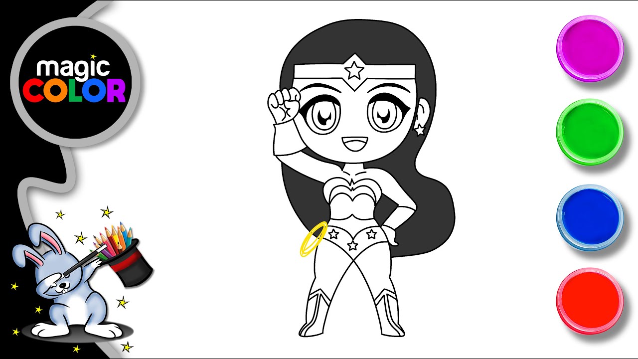 How to draw Wonder Woman - Easy Draw Magic Color for kids - Magic Color ...