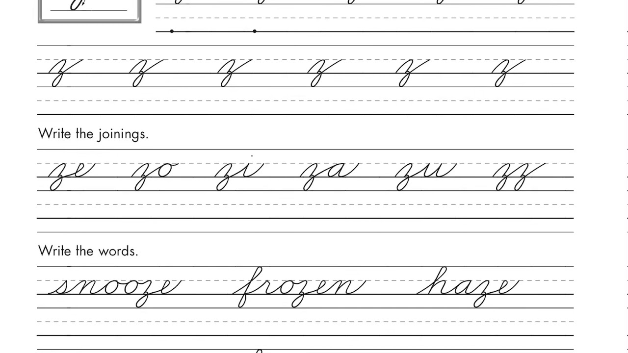 Lowercase Cursive z - Beginning Cursive 27 - YouTube