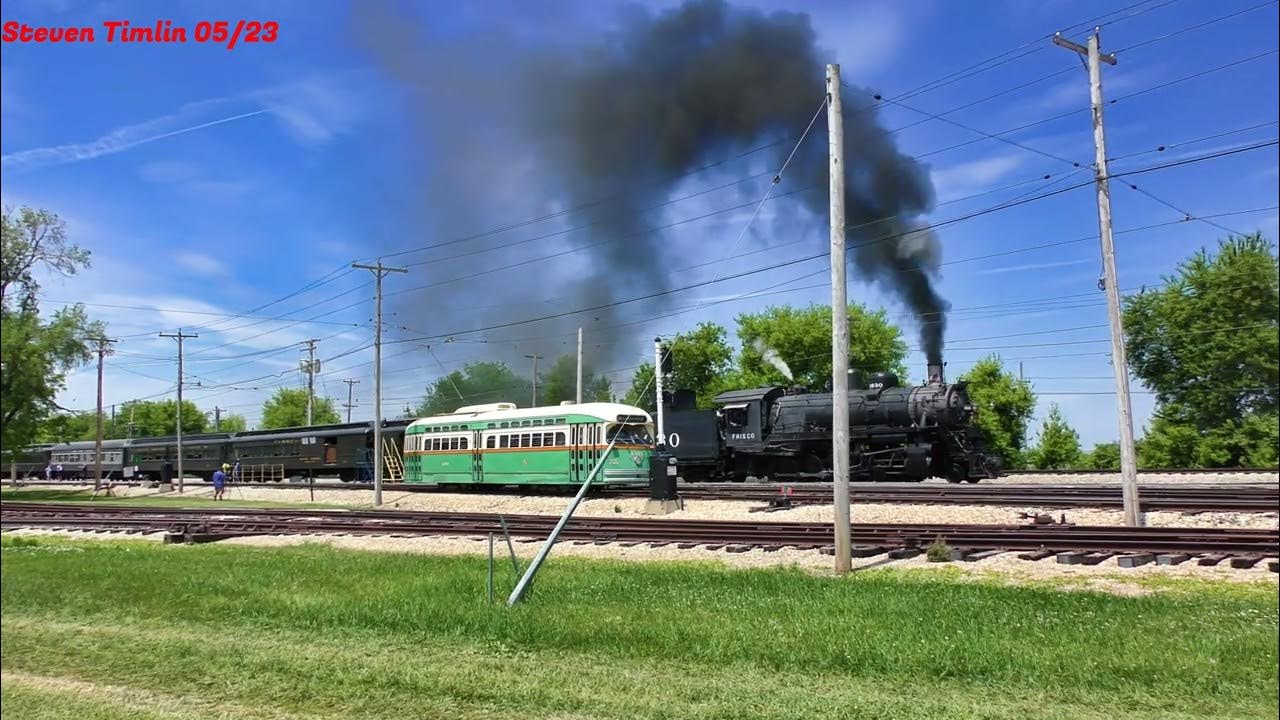 4K/HDR IRM Union IL frisco 1630 steam train leaves the station train locomotive rail railroad ...