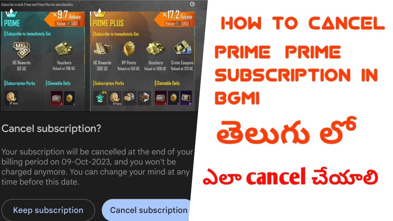 how to cancel prime subscription in bgmi in telugu ||#bgmitelugu - YouTube