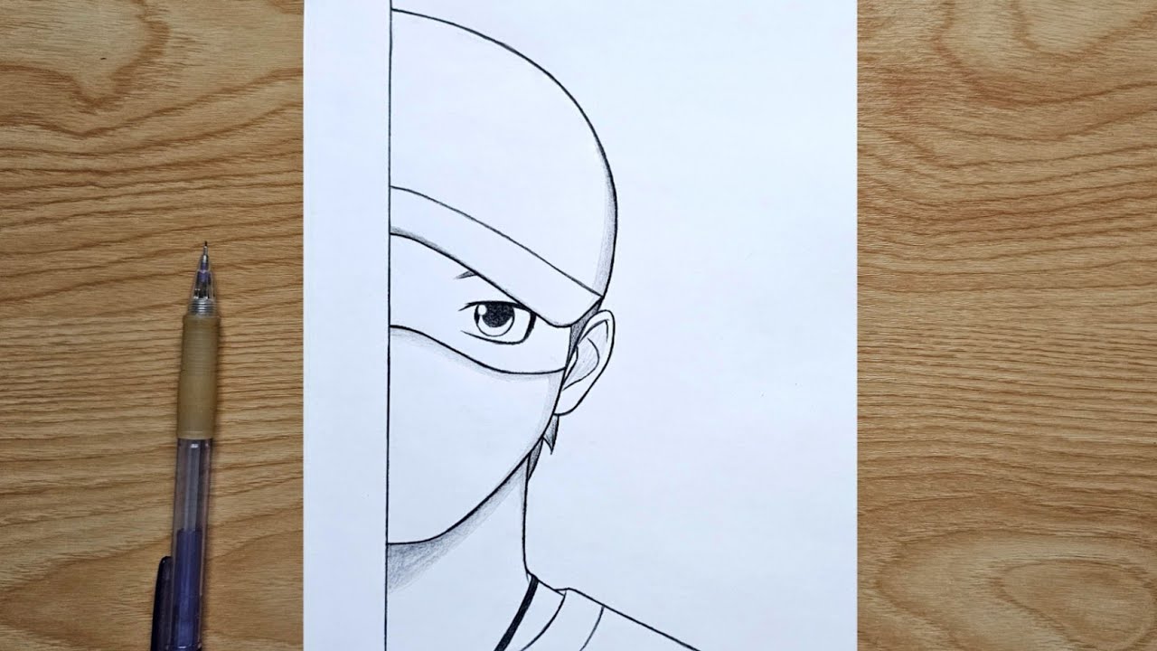 Easy anime half face drawing | How to draw Anime step by step | easy ...