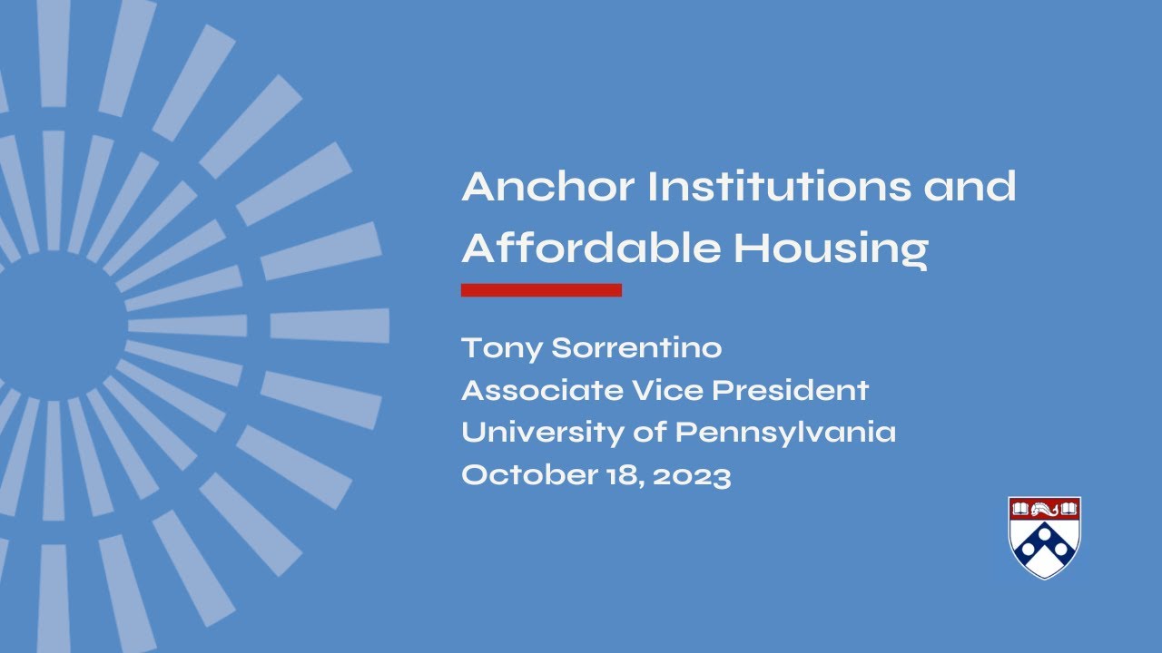 Anchor Institutions and Affordable Housing - YouTube