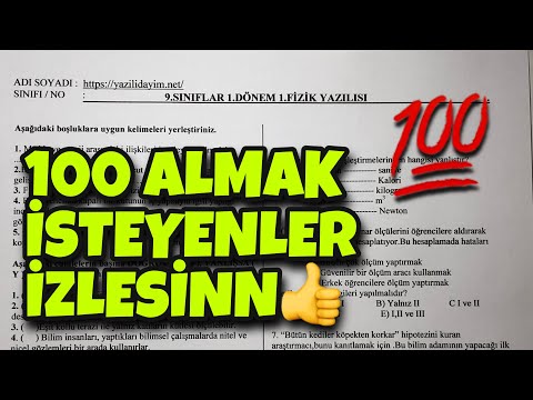 9.Sınıf Fizik 1.Dönem 1.Yazılı
