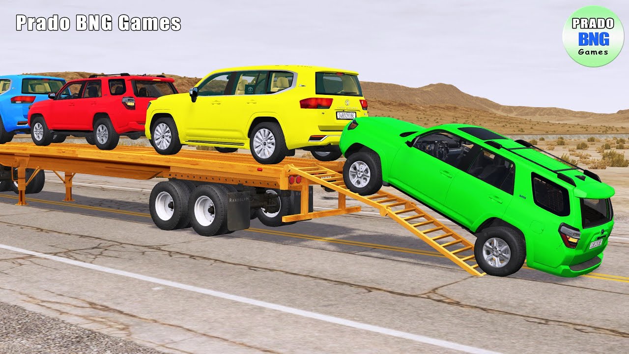 Toyota Cars vs Train | Truck Man Flatbed vs Train Beamng.drive 151 ...