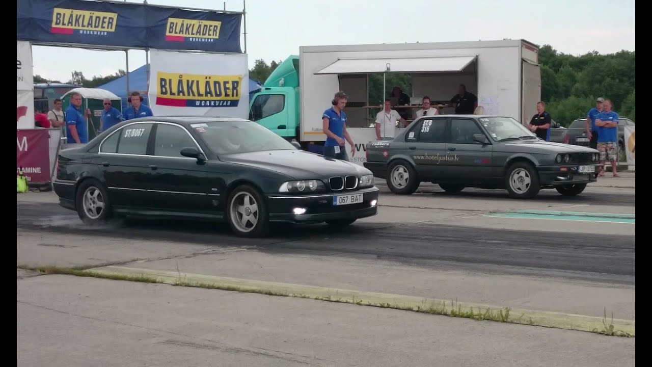 BMW E30 320 2.5 Turbo vs BMW 540i E39 4.4K 1/4mile drag race - YouTube