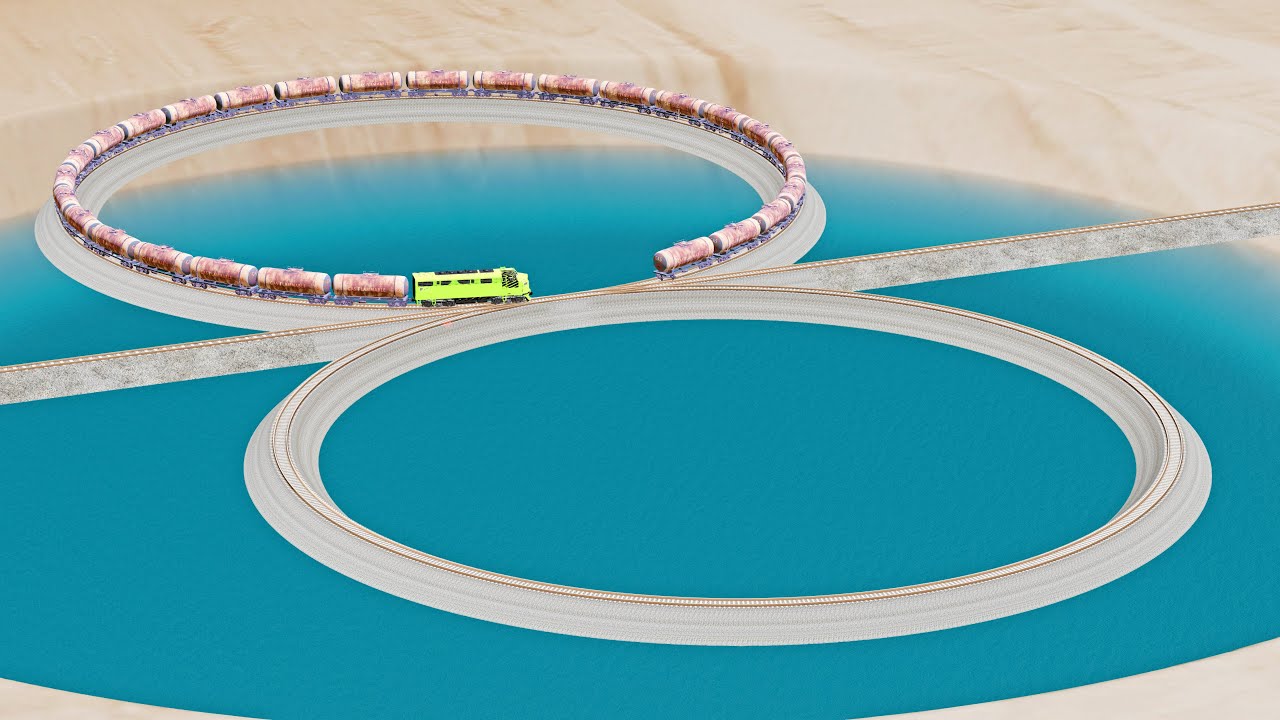 Trains vs Infinite Loop Rail Tracks - Beamng Drive - YouTube