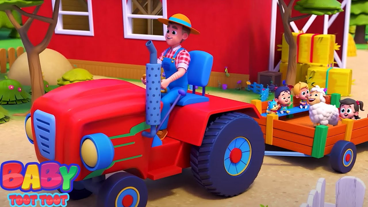 Wheels On The Tractor, Farm Vehicle and Cartoon Video for Kids - YouTube
