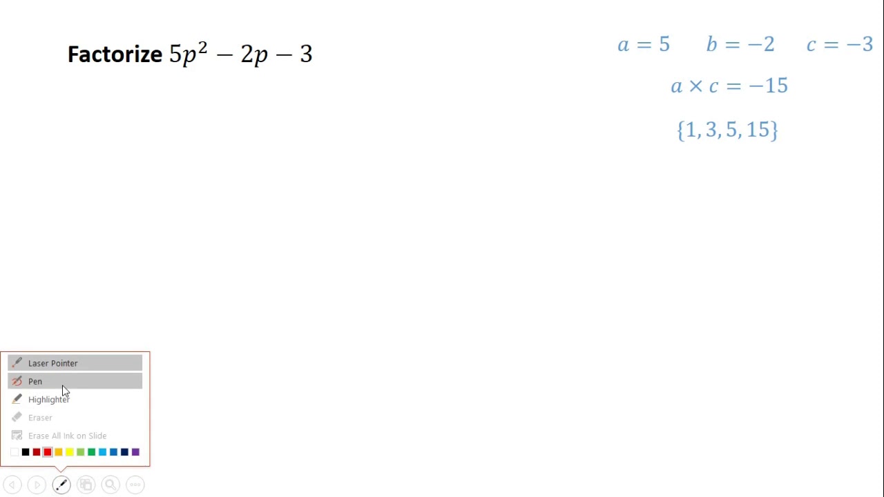 4 Factorizing Quadratic Trinomials QUESTION 3 - YouTube