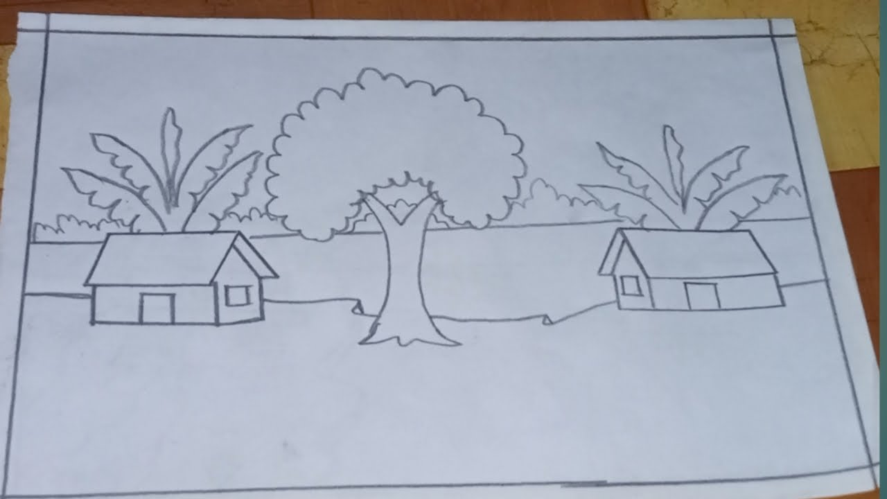 Sundor village scenery drawing ।। Pencil sketch 💖💖 - YouTube