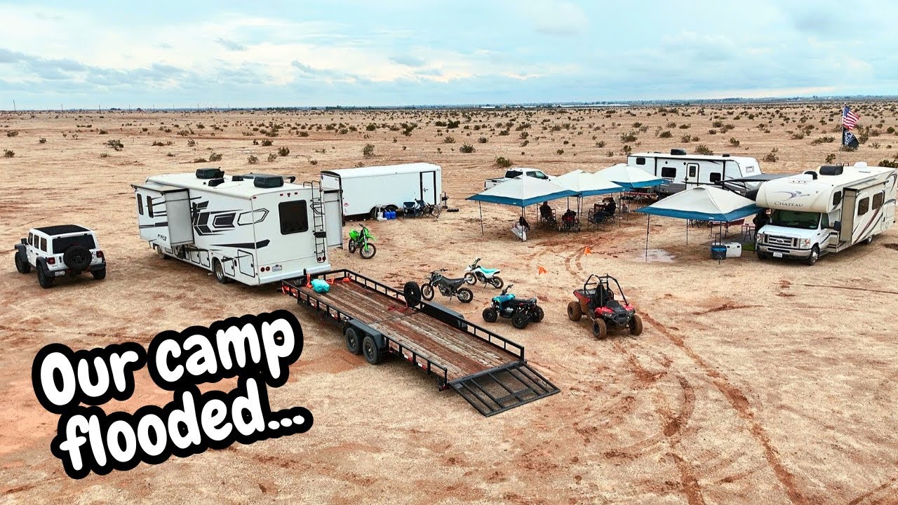 RV Camping in Class A Motorhome in Desert Rain Storm Muddy Mess - YouTube