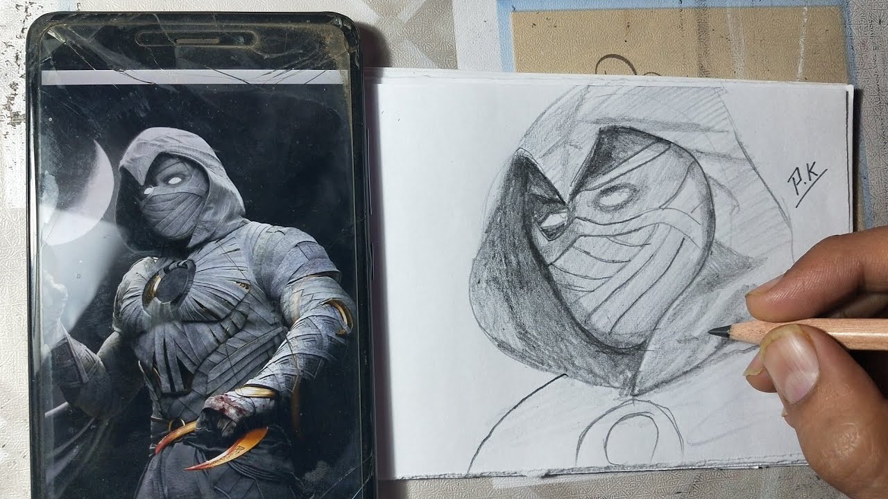 Moon knight easy drawing tutorial // step by step - YouTube