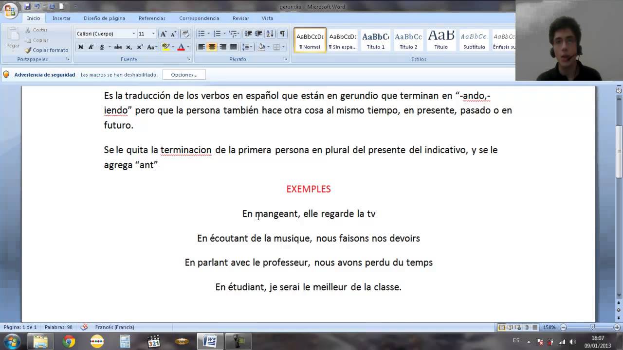 Curso de frances 26 : El gerundio parte 2 - YouTube