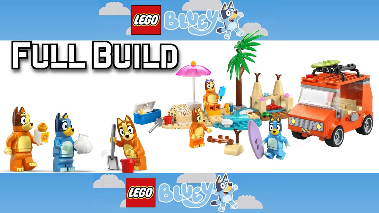 Full Build of Bluey’s Beach & Family Car Trip 11202 | LEGO Bluey ...