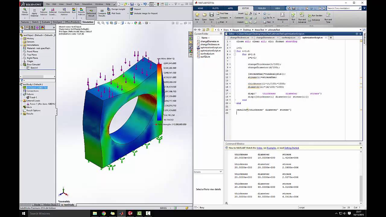 SolidWorks and Matlab Test - YouTube
