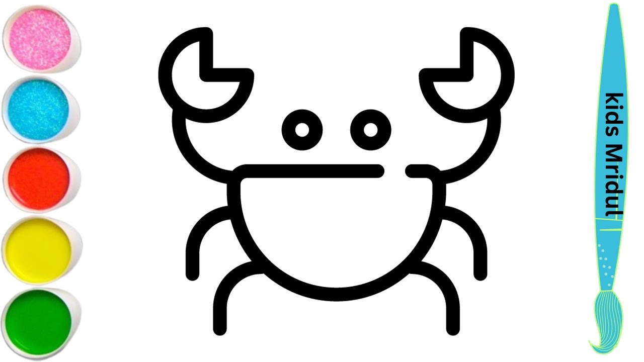 Sea crab drawing coloring and painting for kids and toddlers || Crab ...