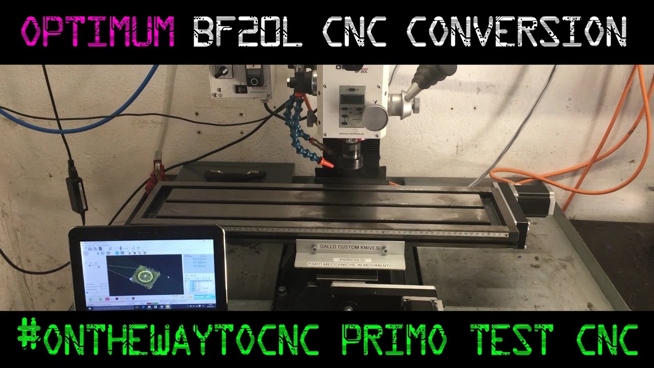 Optimum BF20L CNC primo test cnc - YouTube