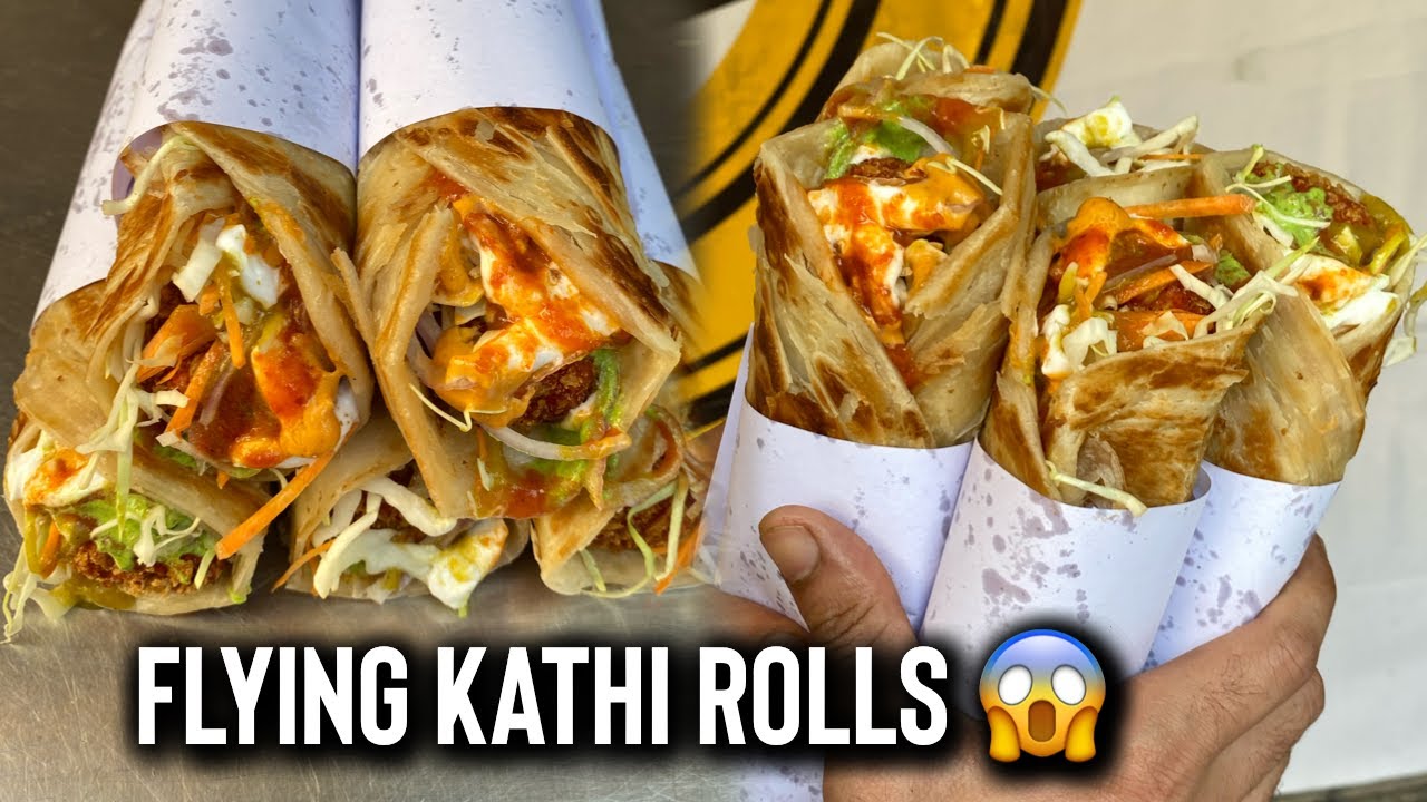 Flying Kathi Roll 😱 BBQ Peppy Paneer Kathi Roll 🤤 Indian Street Food 📍# ...
