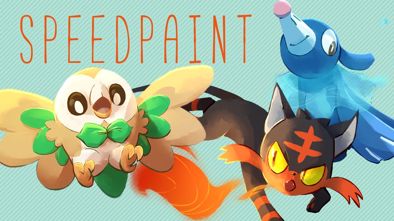 Pokemon - Alola Starters [Speedpaint] - YouTube