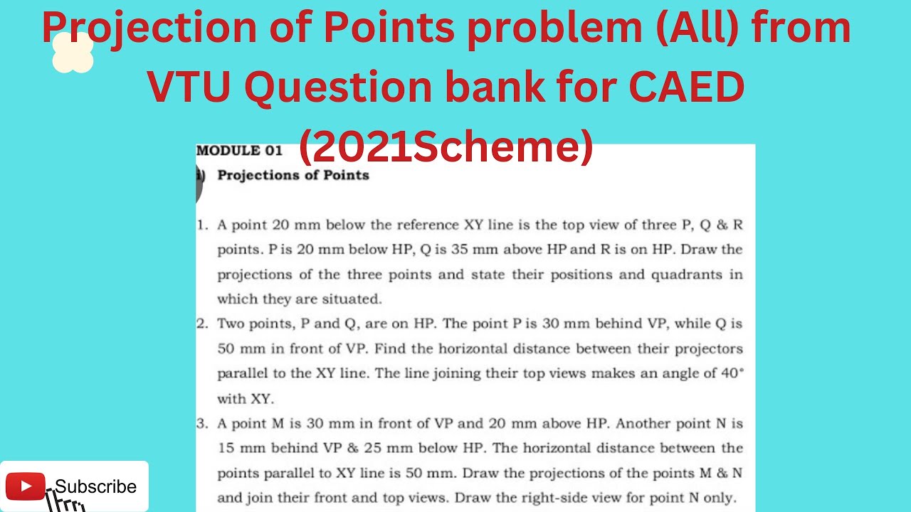 Projection of Points problem (All) from VTU Question bank for CAED ...