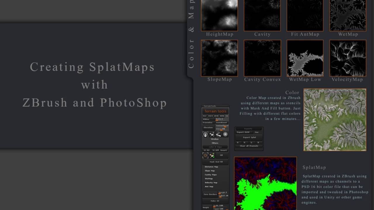 Terrain SplatMaps in Zbrush and Photoshop - YouTube