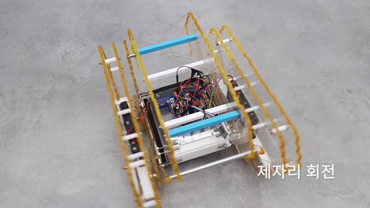 Stair-climbing with four-bar based mechanism - YouTube