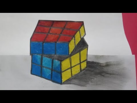 How to draw a 3D Rubi cube #drawing #3D drawing - YouTube